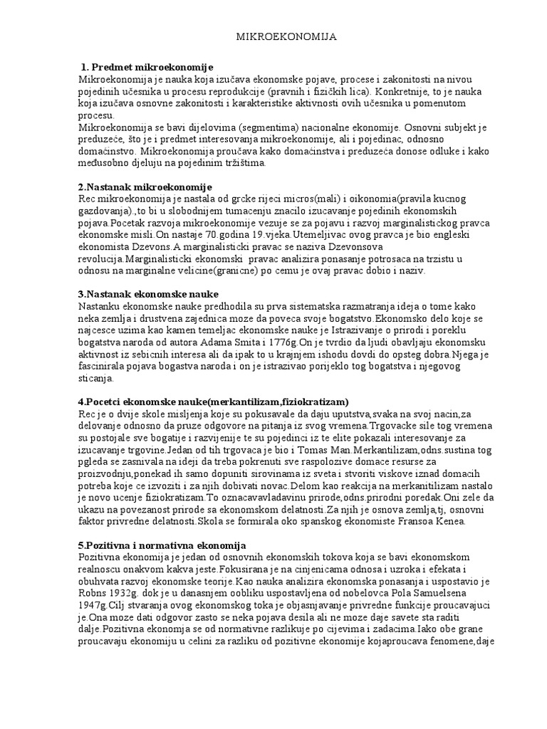 Mikroekonomija Skripte | PDF