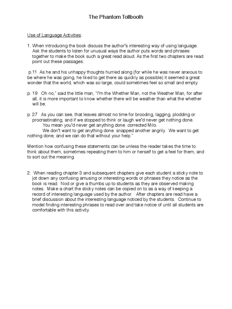 Phantom Tollbooth Read Lang. | PDF | Books