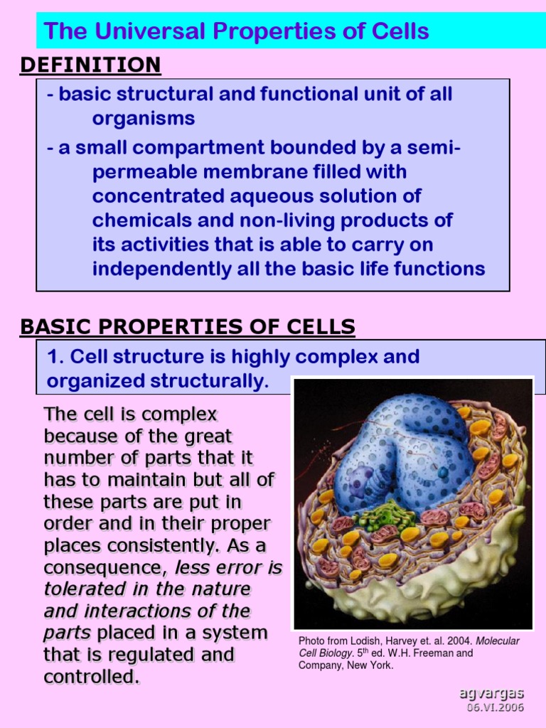 Universal Properties of Cells | PDF | Cell (Biology) | Metabolism
