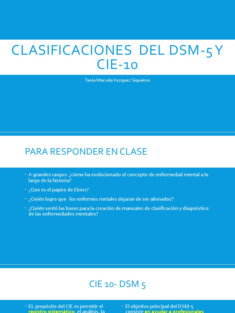 Clasificaciones Del DSM 5 Y Cie 10 | PDF | Manual Diagnóstico y Estadístico de los Trastornos ...