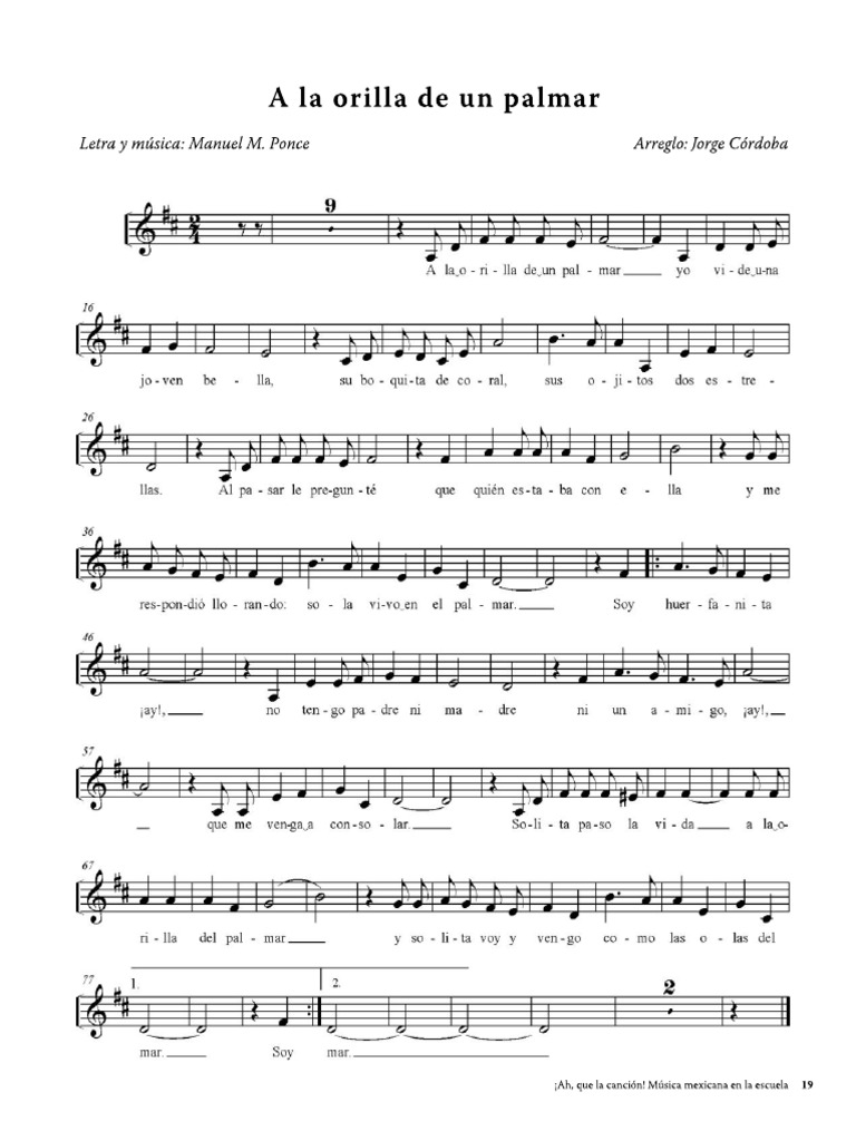 A La Orilla de Un Palmar - Partitura | PDF | Entretenimiento (general)