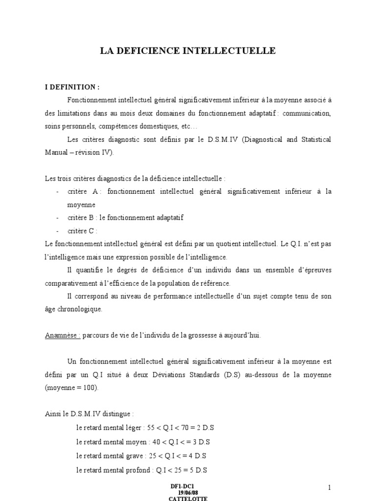 La Deficience Intellectuelle | Download Free PDF | Handicap mental ...