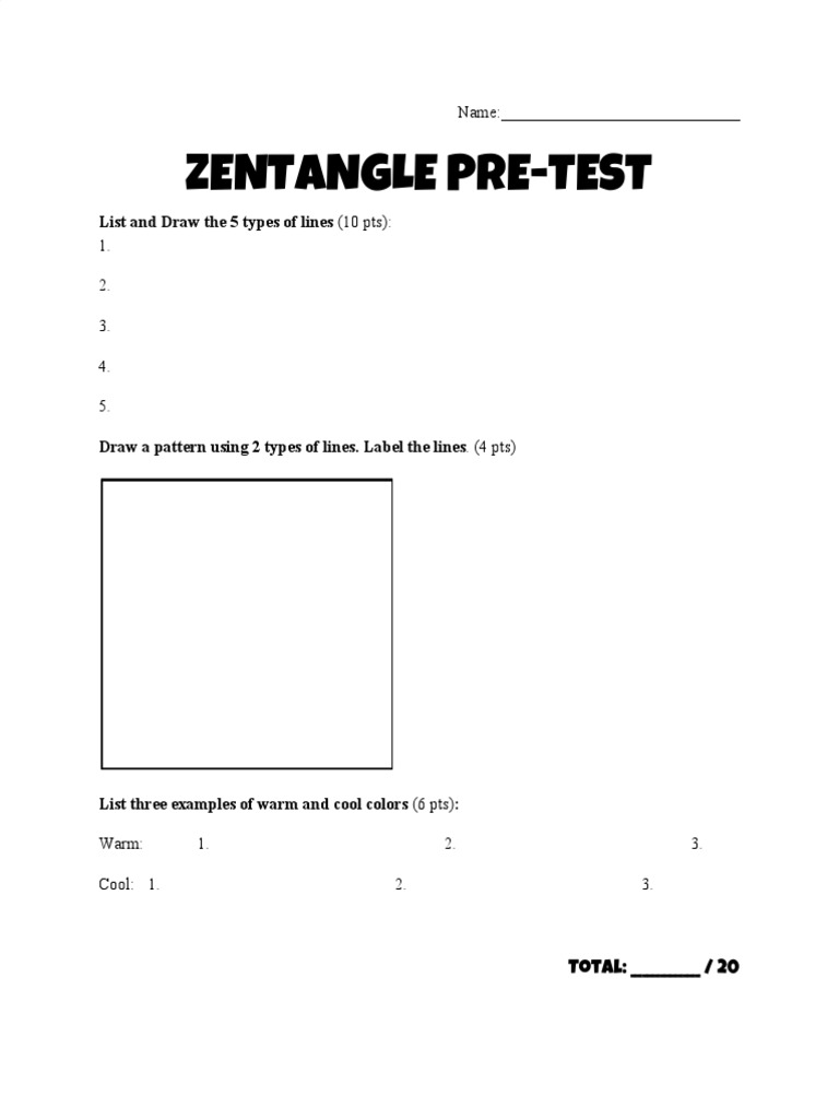 Zentangle Pre-Test and Post-Test Guide | PDF