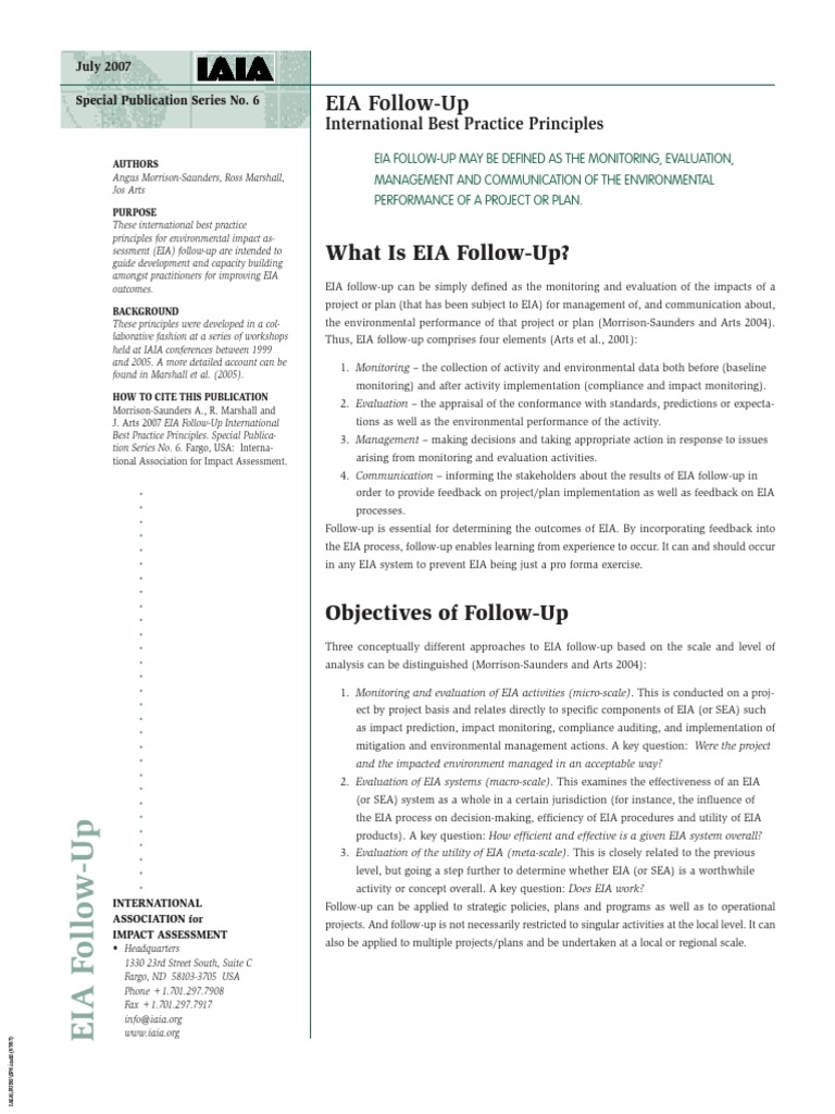 EIA Follow-Up International Best Practice Principles | PDF ...