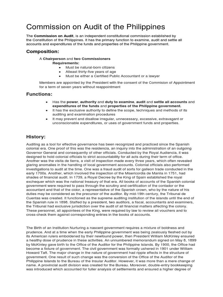 Commission On Audit of The Philippines | PDF | Accounting | Government