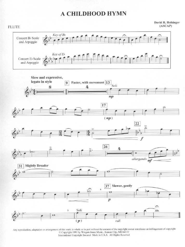 David Holsinger - A Childhood Hymn | PDF