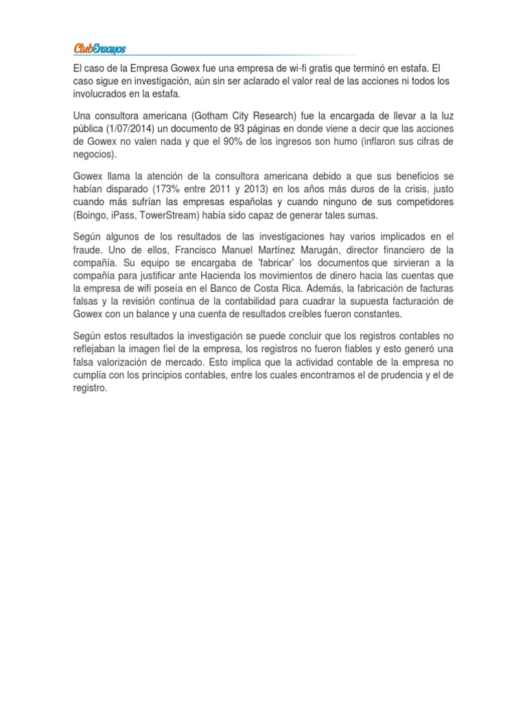 GOWEX EUDE Modulo 10 Caso 1 3802073 | PDF