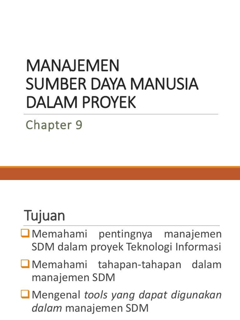 Chapter 9 Manajemen Sumber Daya Manusia Proyek PDF | PDF