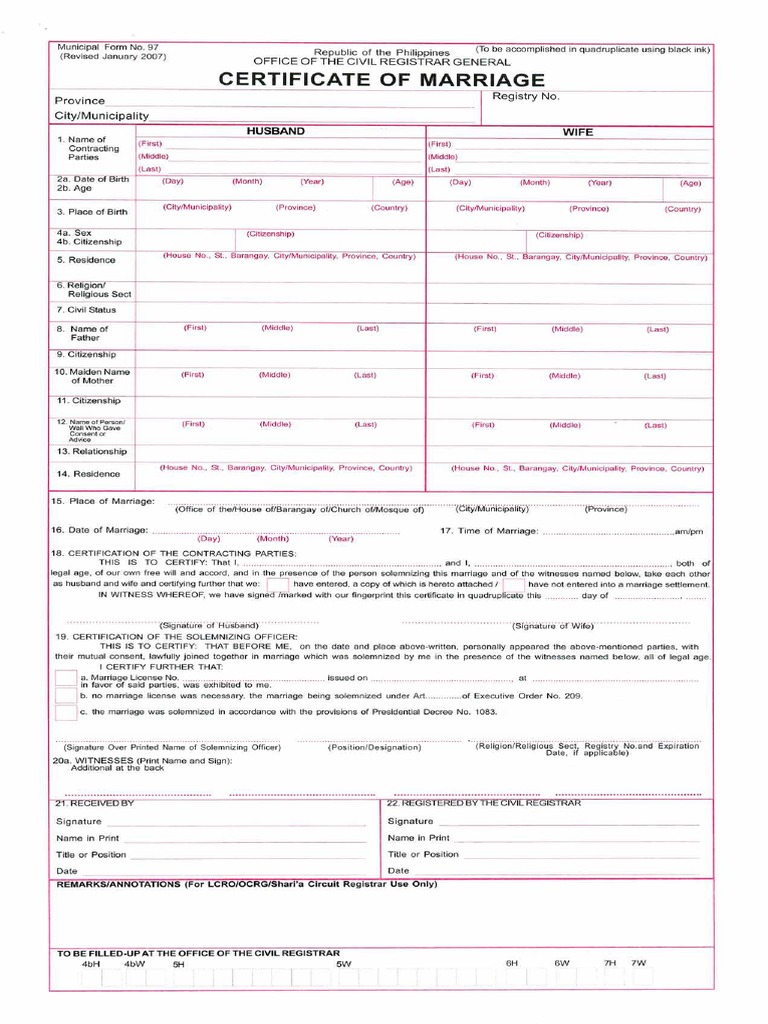 Certificate of Marriage PDF | PDF
