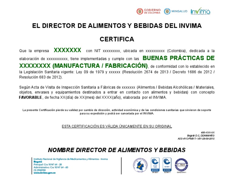 Certificados BPM y Fabricacion | PDF