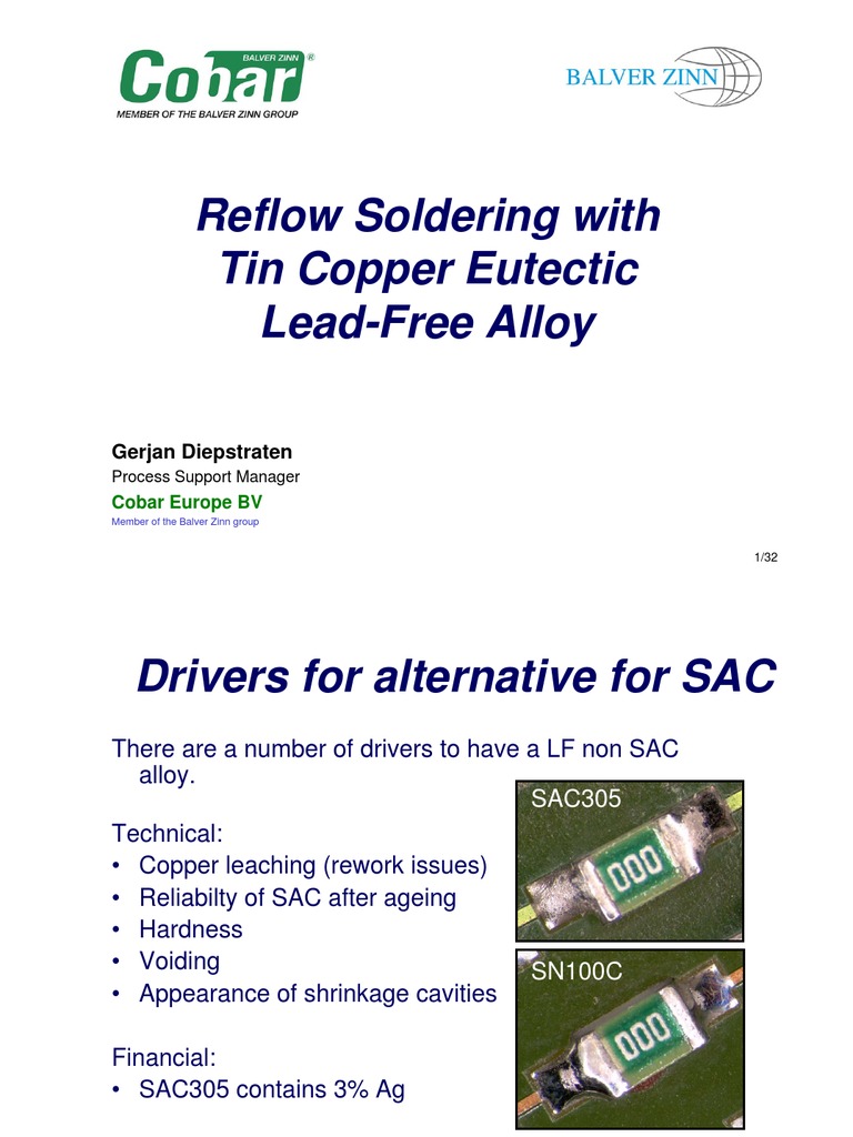 Diepstraten Reflow Soldering With Tin Copper Eutectic SN100 Vs SAC ...