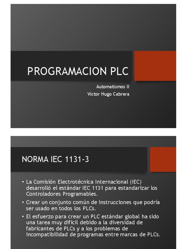 Programacion PLC: Automatismos II Víctor Hugo Cabrera | PDF | Lenguaje ...