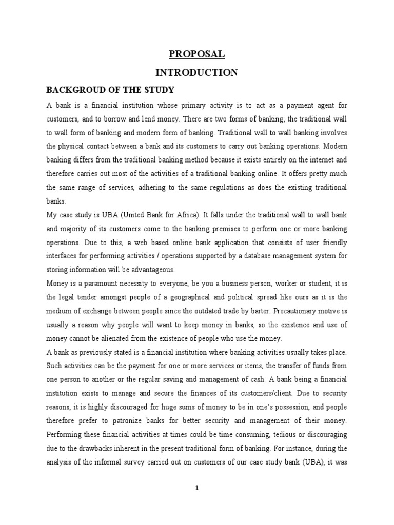 Proposal: Backgroud of The Study | Download Free PDF | Banks | Banks ...