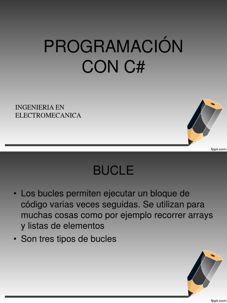 Programación Con C#-Bucles | PDF | C Sharp (lenguaje de programación) | Programación de computadoras