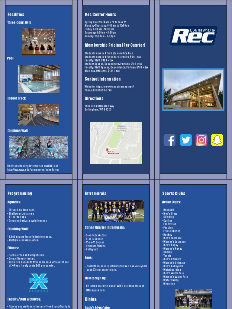 Rec Center Brochure | Download Free PDF | Sports | Leisure