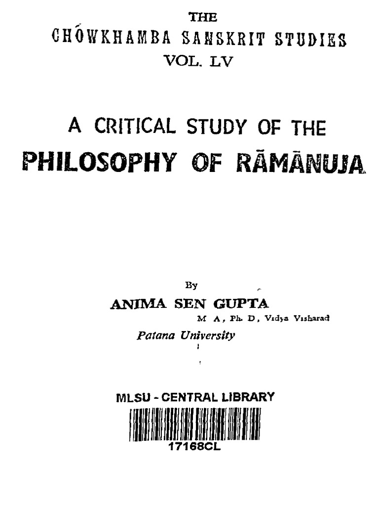 A Critical Study of The Philosophy of Ramanuja | PDF