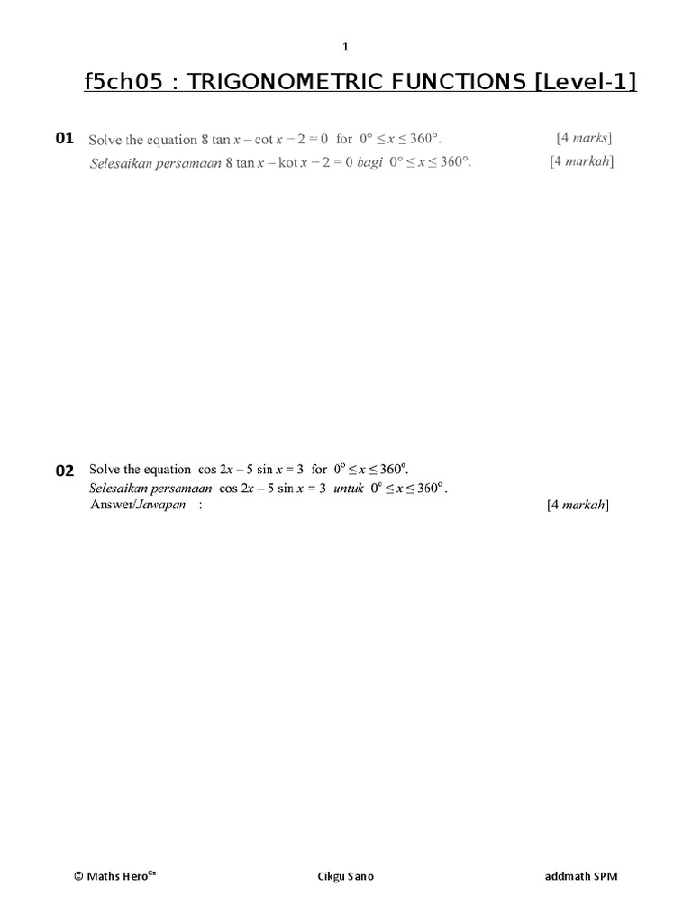 f5ch05 - Trigonometry Level 1 | PDF | Trigonometry | Lie Groups