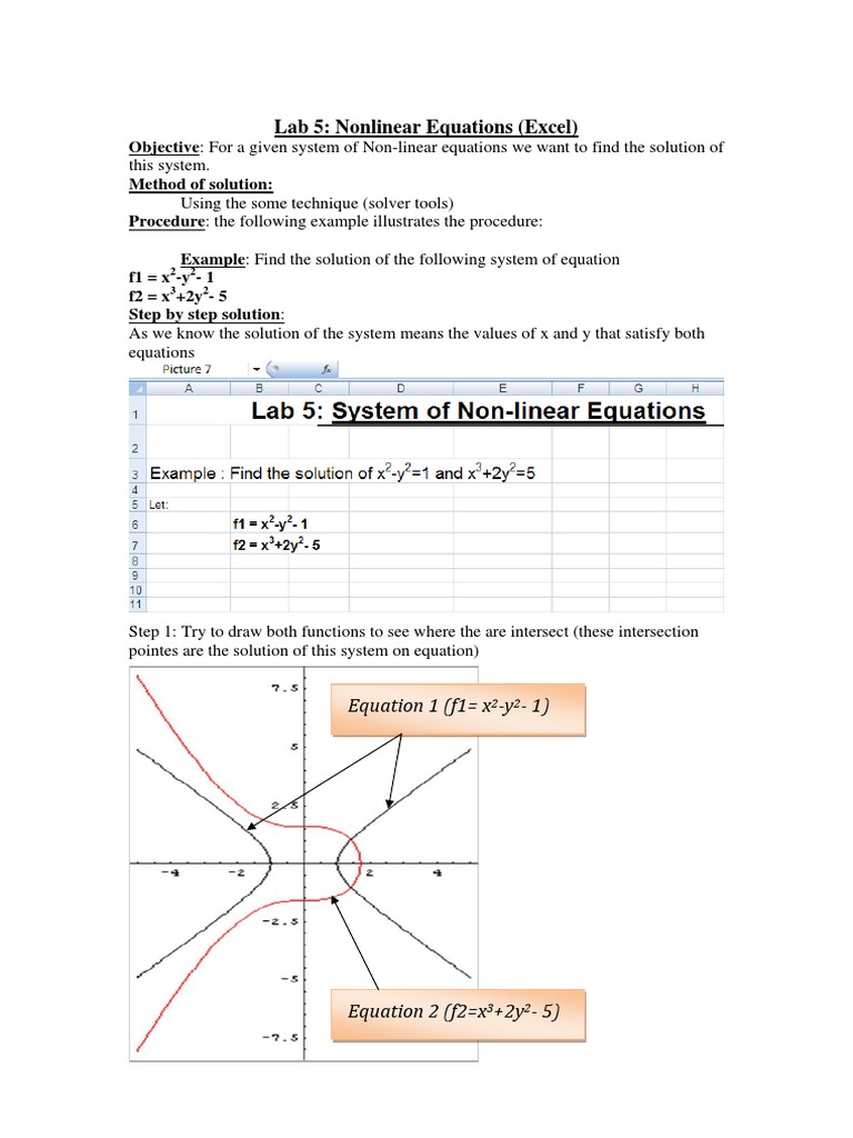 Solve Nonlinear Equations in Excel | PDF