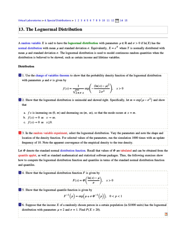 The Lognormal Distribution: X Is Said To Have The | PDF | Normal ...