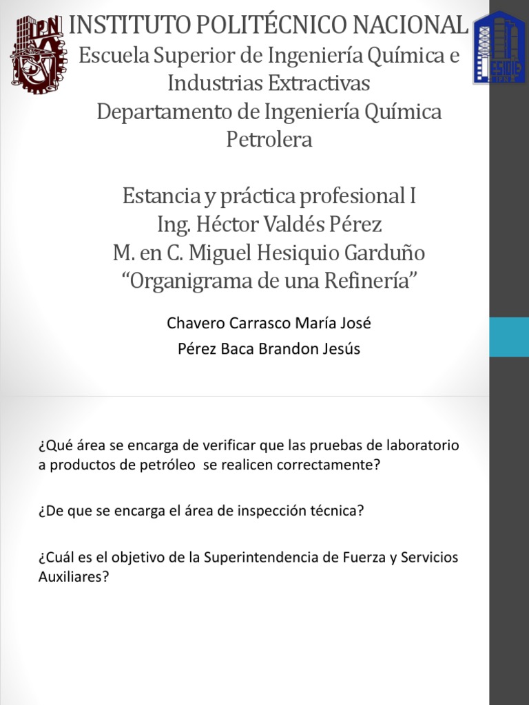 Organigrama de Una Refineria | PDF | Ingeniería Química | Ingeniería