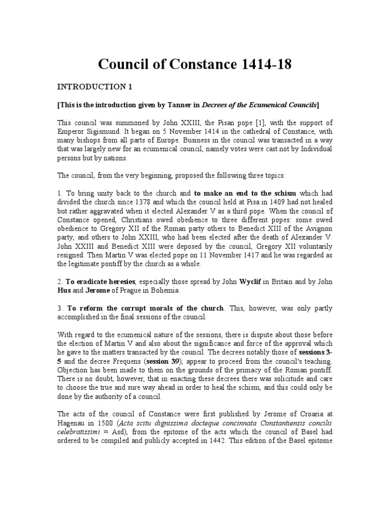 16.council of Constance 1414 | PDF | Catholic Church | Pope