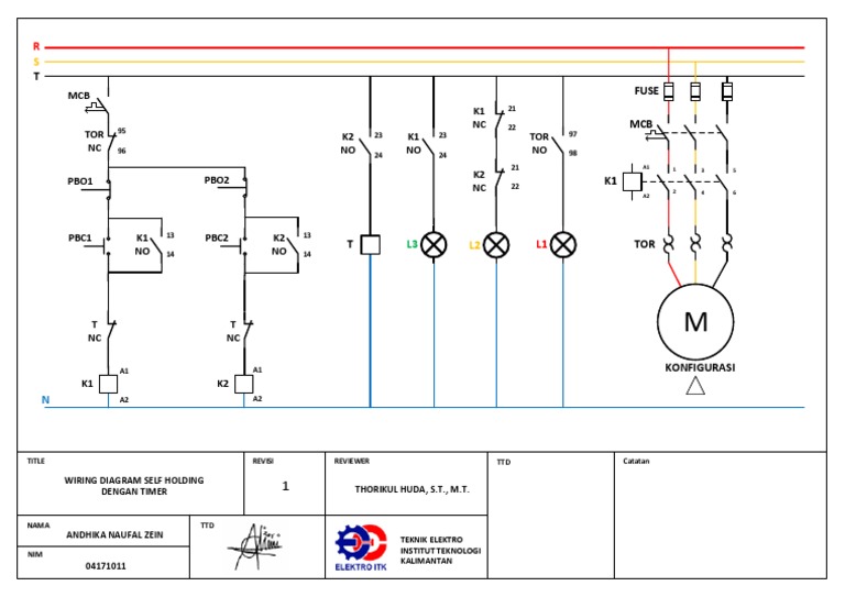 Wiring Diagram Self Holding + Timer | PDF