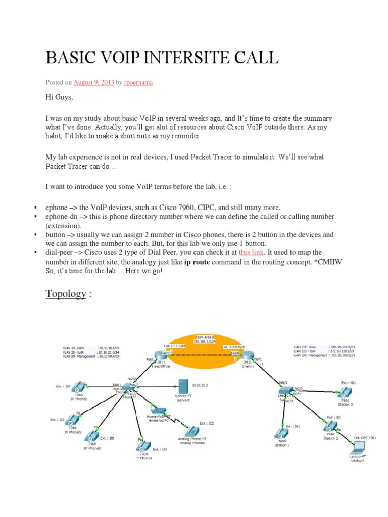 Basic Voip Intersite Call: Topology | PDF