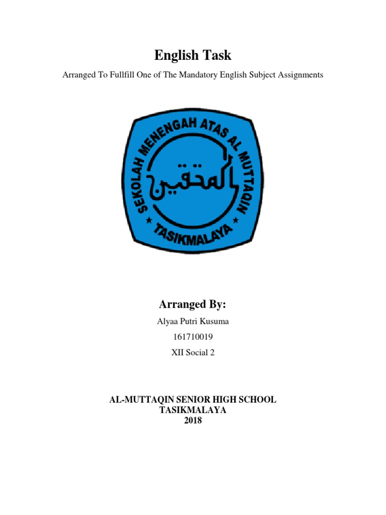 English Task: Arranged To Fullfill One of The Mandatory English Subject ...