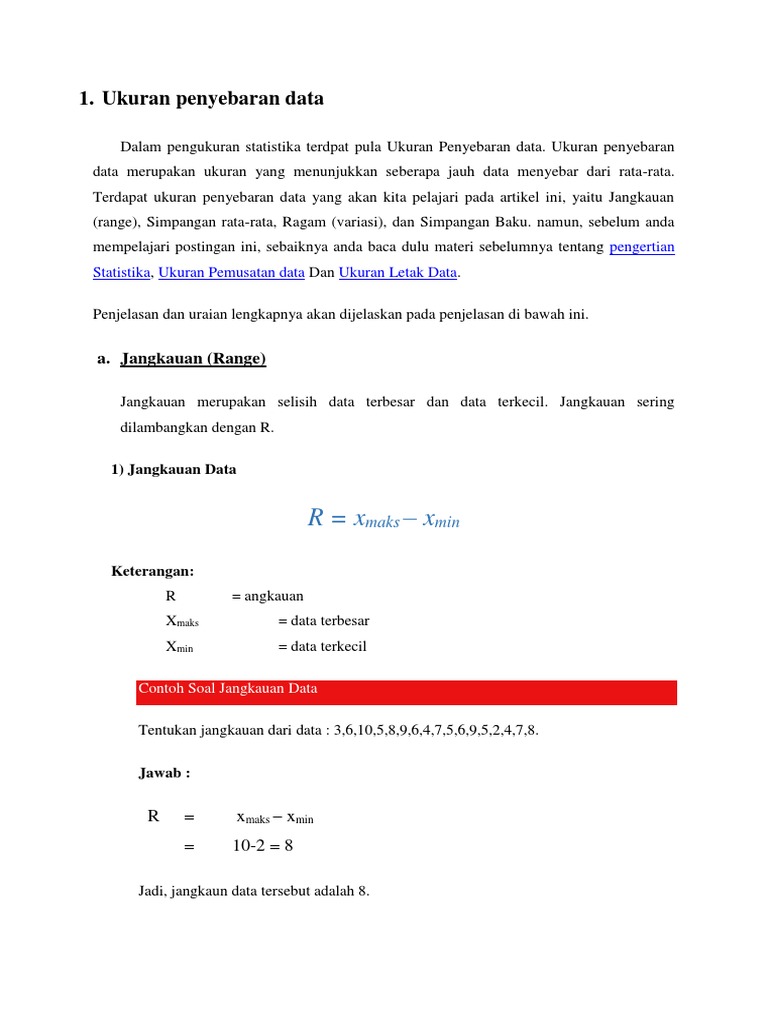 Statistika (Ukuran Penyebaran Data Dan Ukuran Letak) | PDF