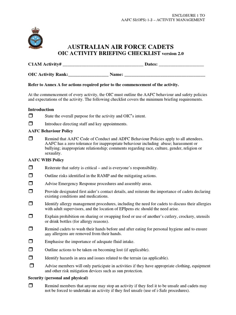 OIC Checklist | PDF | Food Allergy | Allergy