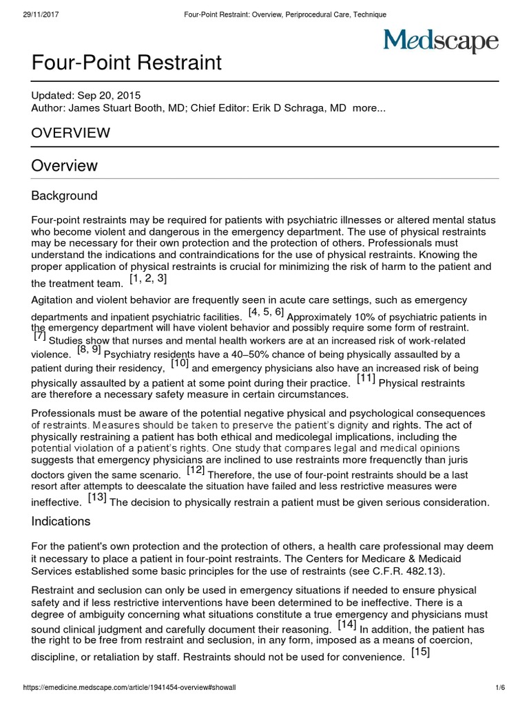 Four-Point Restraint: Background | PDF | Emergency Department | Psychiatry