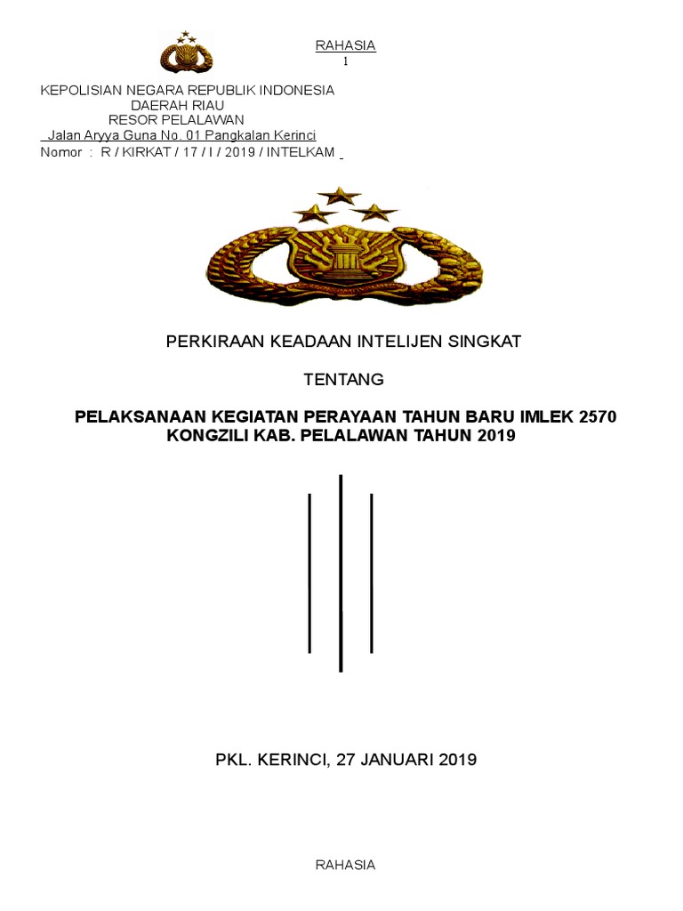 Perkiraan Intelijen Imlek 2570 Pelalawan | PDF