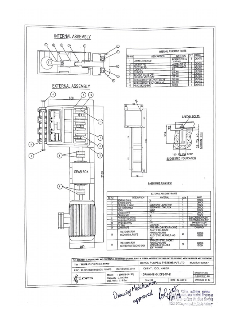 Triplex Pump Drawing | PDF | Turbomachinery | Hydraulics