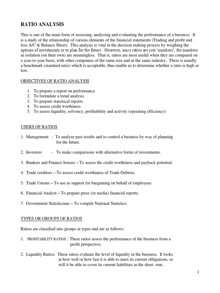 Ratio Analysis 1 | PDF