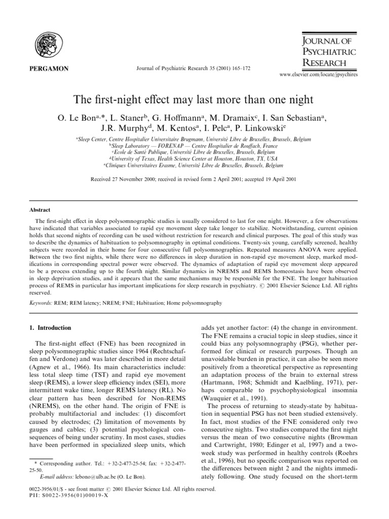 2001 The First-Night Effect May Last More Than One Night | PDF | Rapid ...