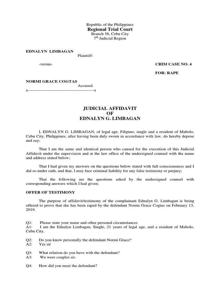 Limbagan Affidavit | PDF | Perjury | Common Law