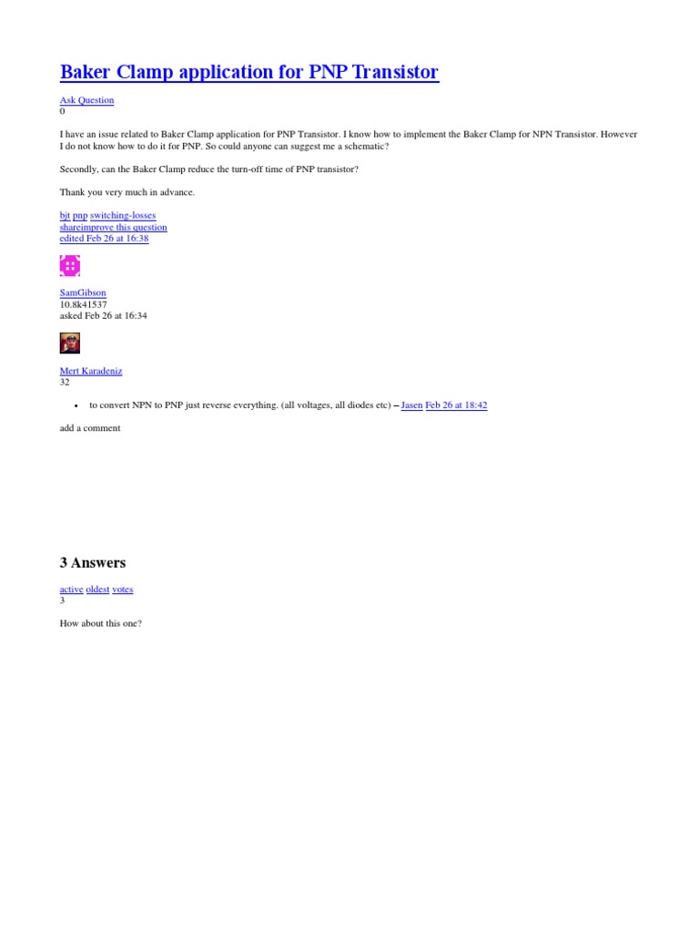 Baker Clamp for PNP Transistor Guide | PDF | Bipolar Junction ...