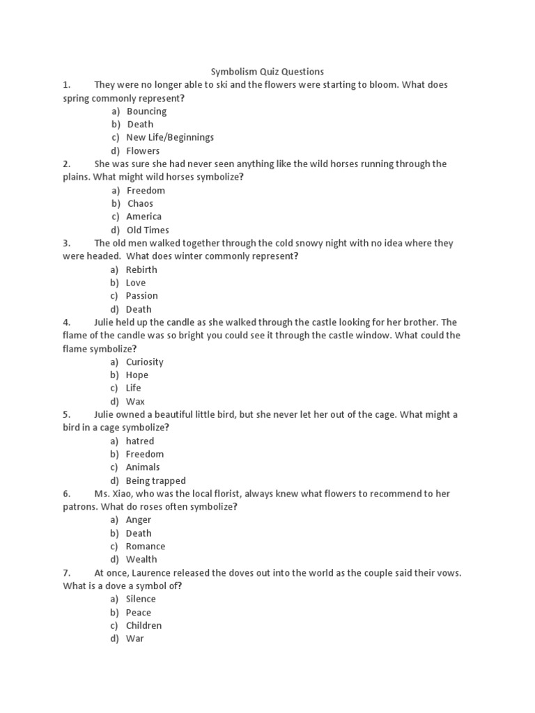 Symbolism Quiz | PDF