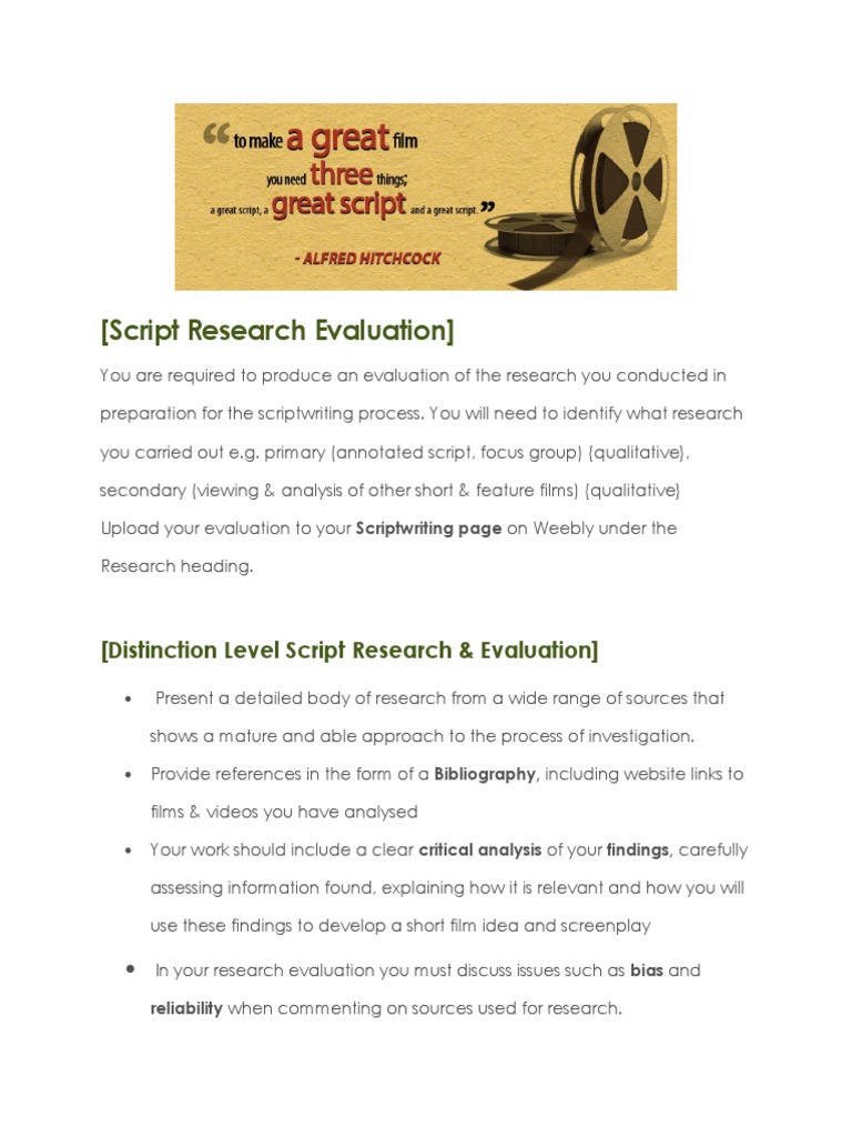 Script Research Evaluation | Download Free PDF | Qualitative Research ...