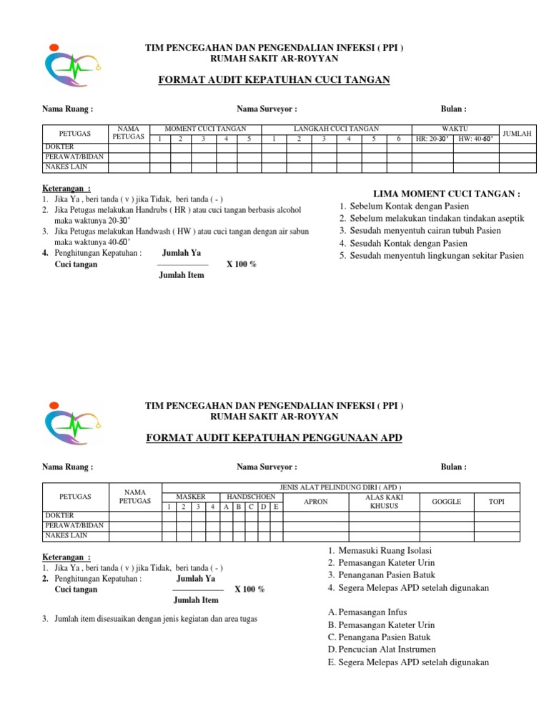 Audit Hand Hygiene Dan Apd | PDF