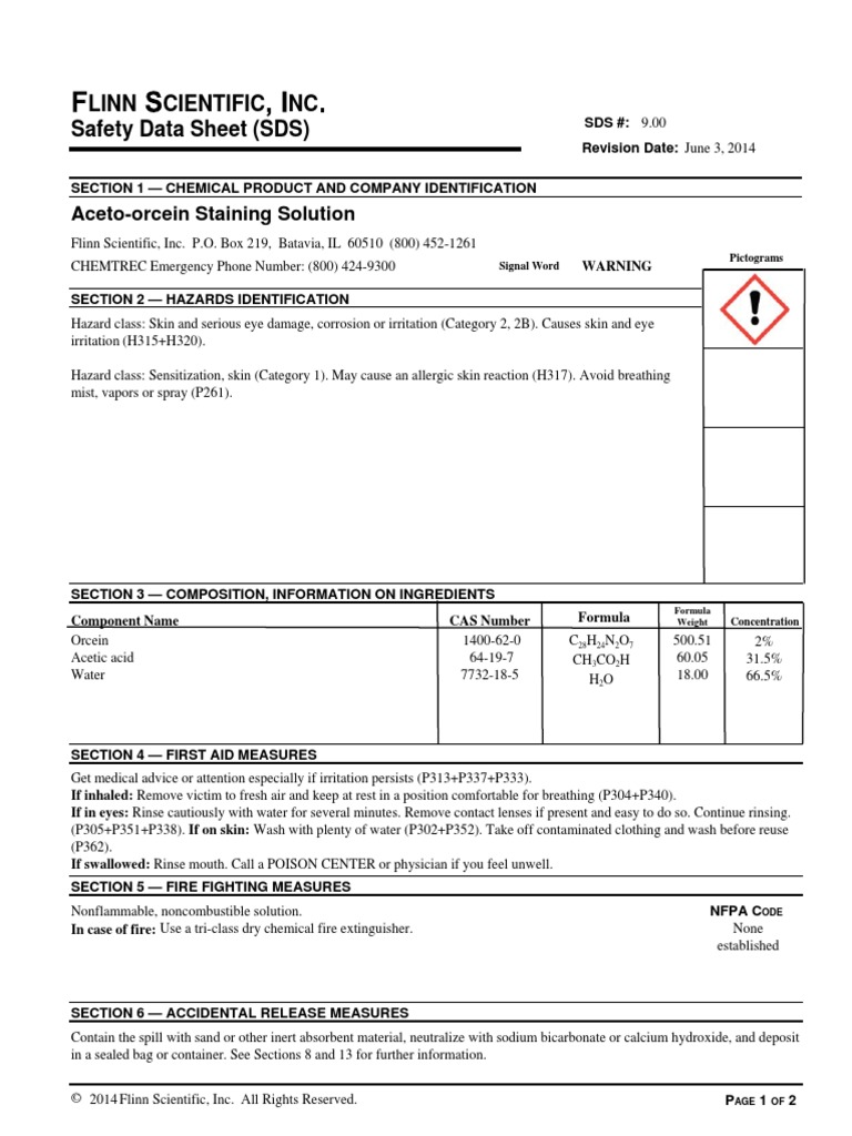 Aceto Orcein (Flinn) | PDF | Chemical Substances | Chemistry