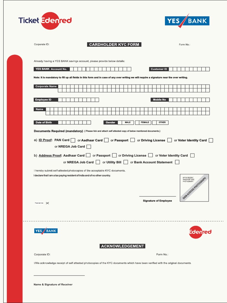 Document Title: YES BANK New Employee Onboarding Form | PDF