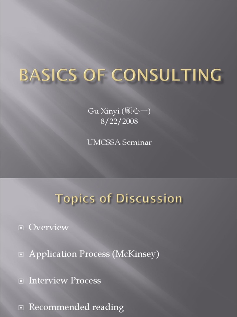 Consulting Basics | PDF | Mc Kinsey & Company | Interview