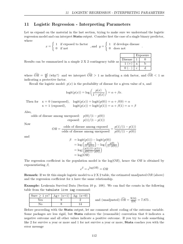 11 Logistic Regression - Interpreting Parameters | PDF | Logistic ...