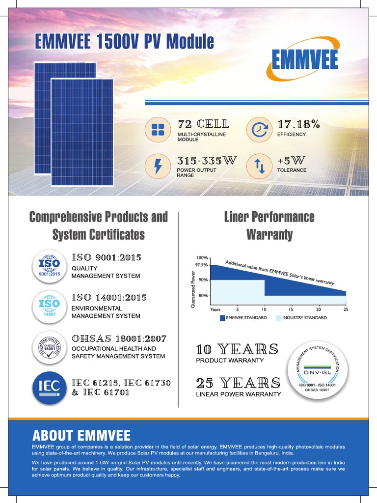 Emmvee 1500V PV Module | PDF