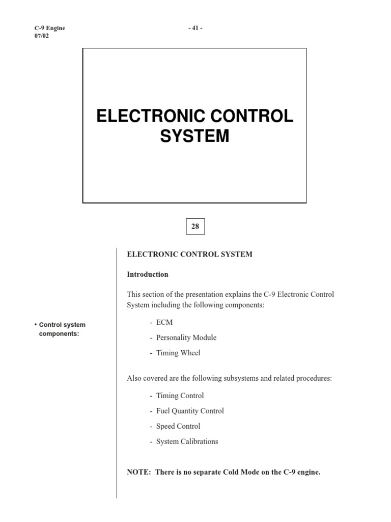 C9 Electronic Control System | PDF | Fuel Injection | Diesel Engine