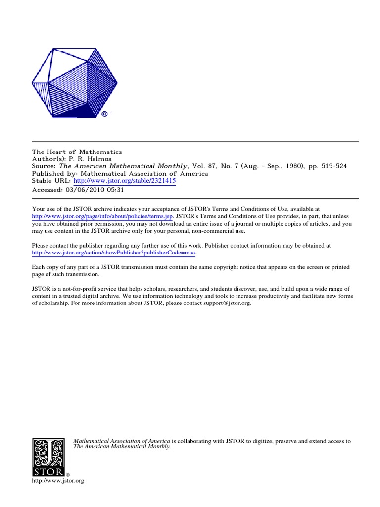 Halmos - Problems As Heart of Mathematics | PDF | Vector Space ...