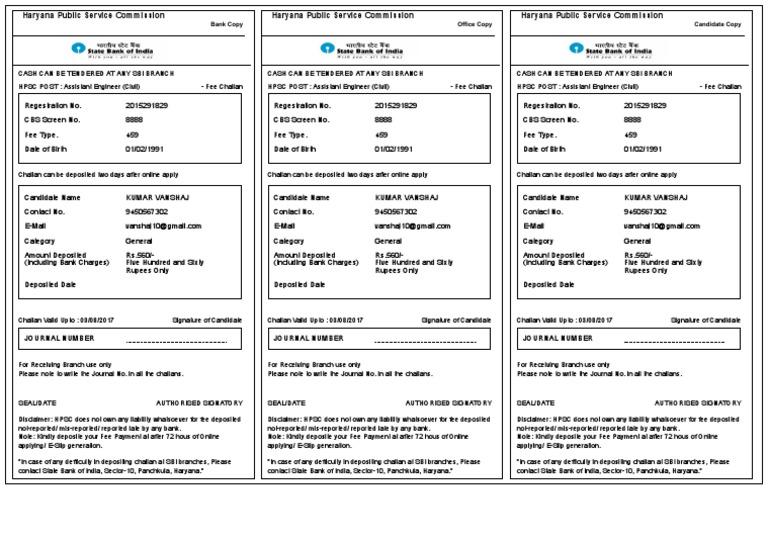 Print Challan | PDF | Fee | Financial Services