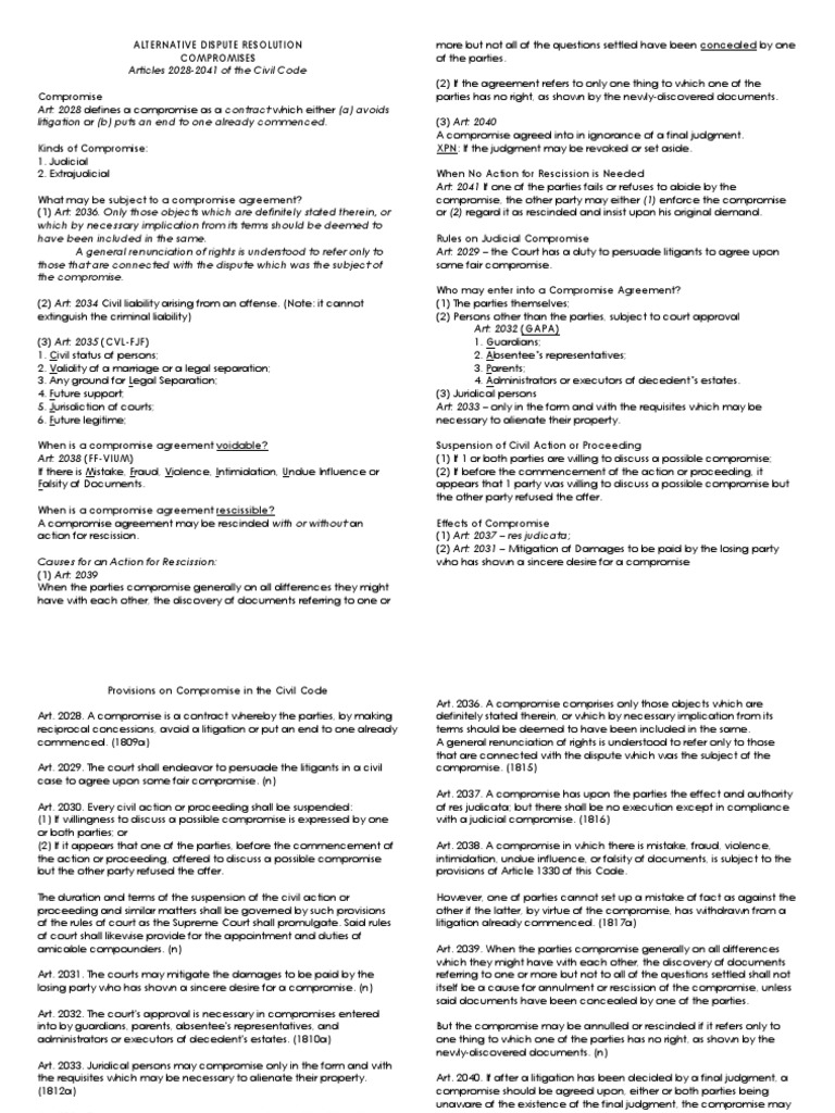 Causes For An Action For Rescission | PDF | Alternative Dispute ...