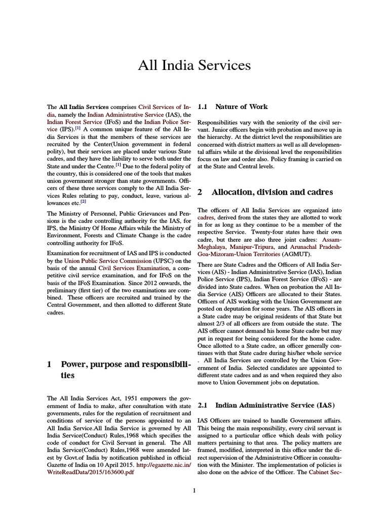 Understanding the Role and Structure of India's All India Services ...